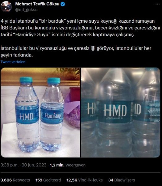 Ophef na naamswijziging Turks bronwater Hamidiye door gemeente Istanbul ...